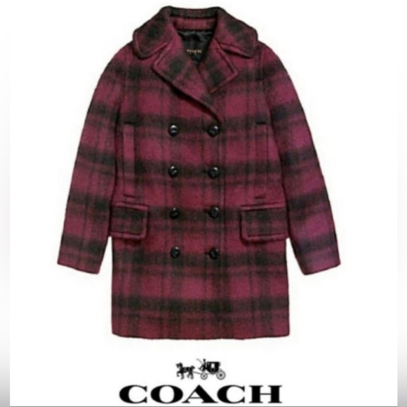 Coach | Jackets & Coats | Coach Womens Long Plaid Peacoat Size Large ...